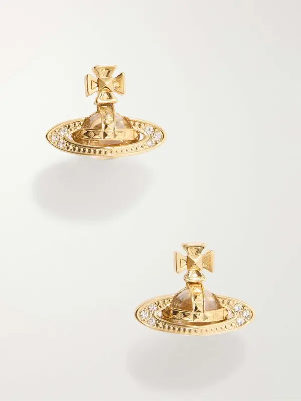 VIVIENNE WESTWOOD Pina -toned Crystal-embellished Earrings - Gold