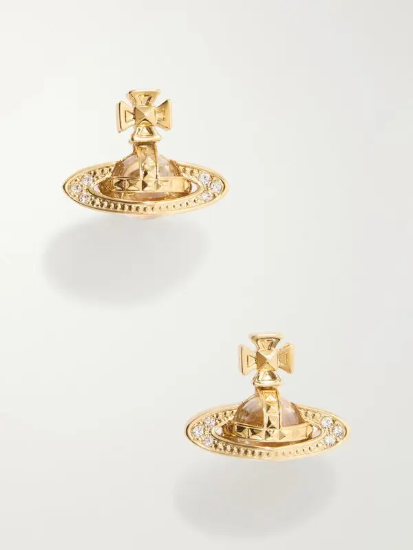 VIVIENNE WESTWOOD Pina Crystal-embellished Orb Motif Earrings - Gold