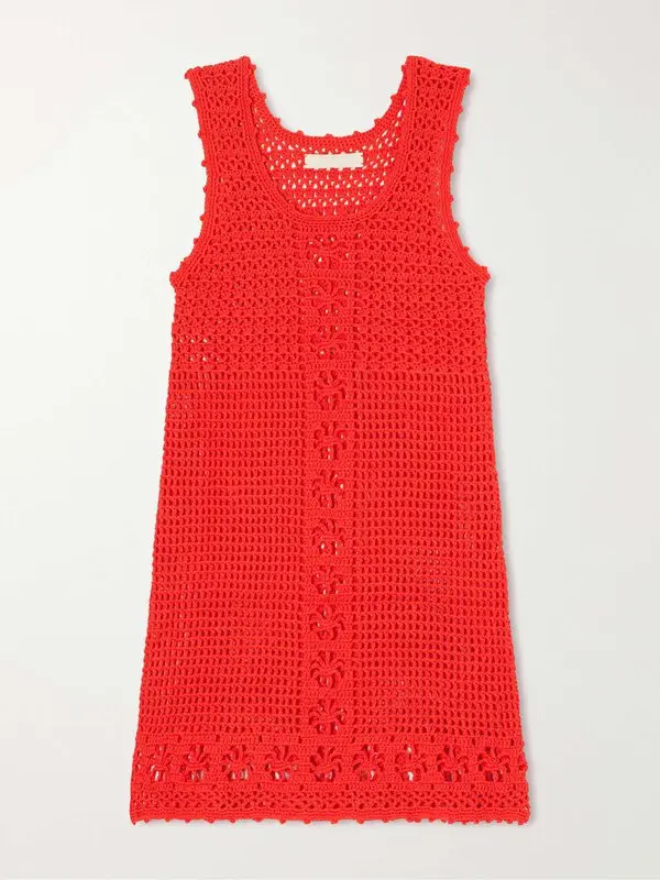 TERRY PUESTO Poolside Scalloped Crocheted Organic-cotton Mini Dress