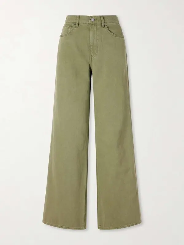 Veronica Beard Kasey Mid-rise Wide-leg Jeans - Army Green