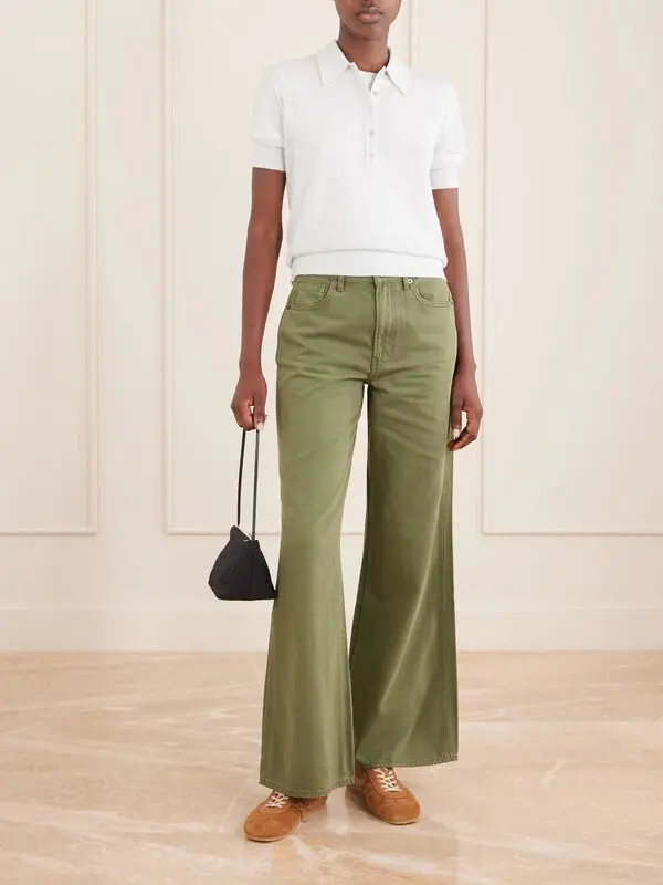 Veronica Beard Kasey Mid-rise Wide-leg Jeans - Green
