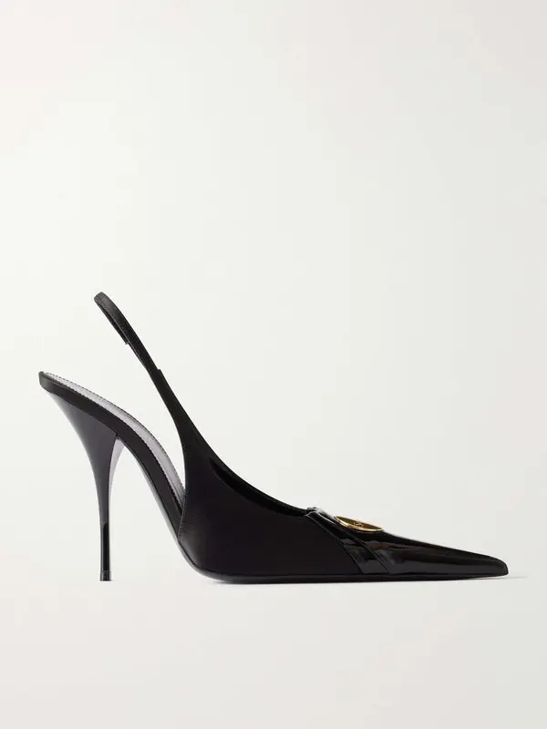 Saint Laurent Louis 110 Embellished Patent-leather Slingback Pumps - Black