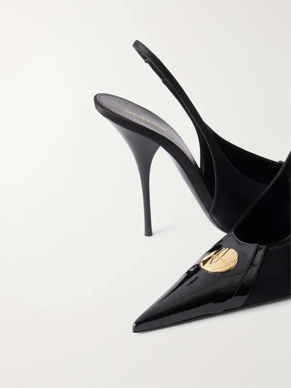 Saint Laurent Louis 110 Embellished Patent-leather Slingback Pumps
