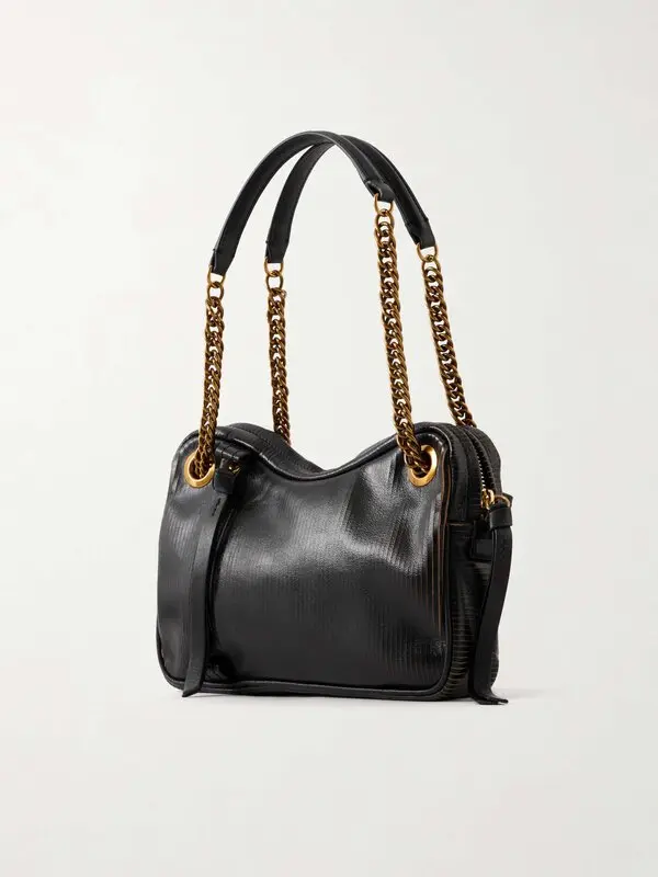 VIVIENNE WESTWOOD Dolce Medium Orb-embellished Textured-leather Shoulder Bag