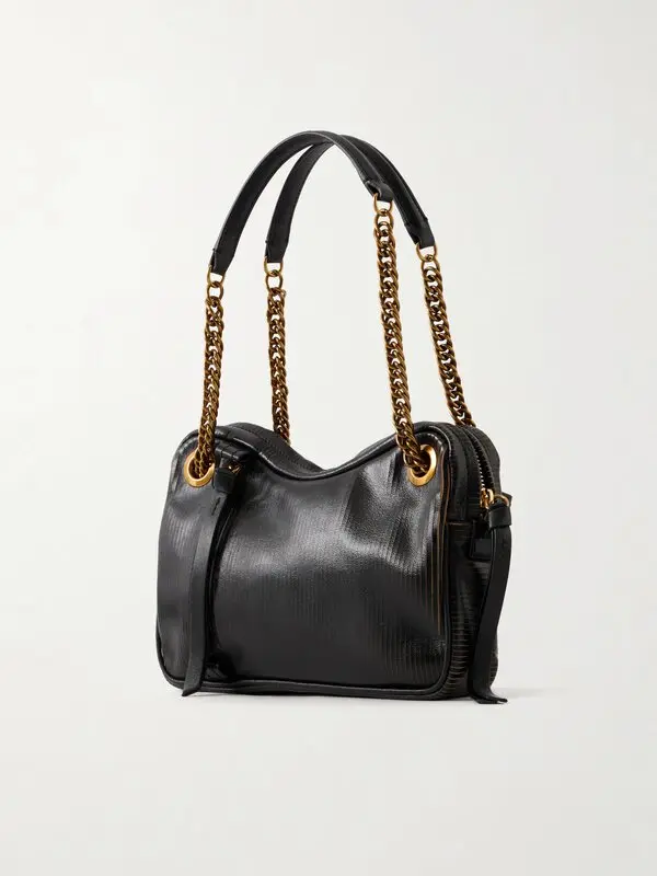 VIVIENNE WESTWOOD Dolce Medium Orb-embellished Textured-leather Shoulder Bag