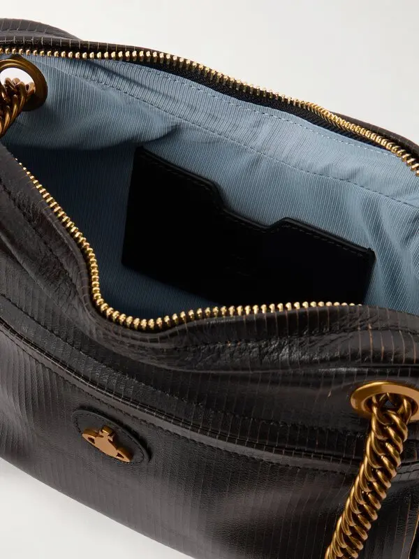 VIVIENNE WESTWOOD Dolce Medium Orb-embellished Textured-leather Shoulder Bag