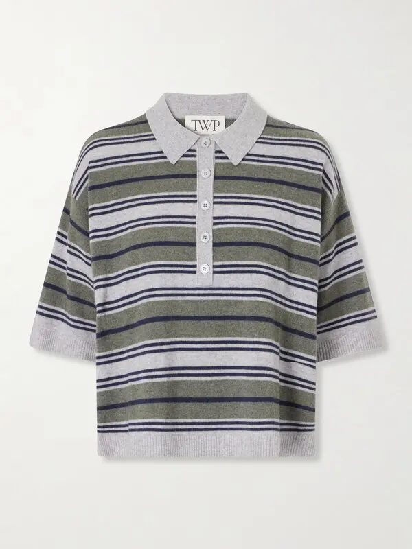 TWP Striped Cashmere Polo Sweater - Multi