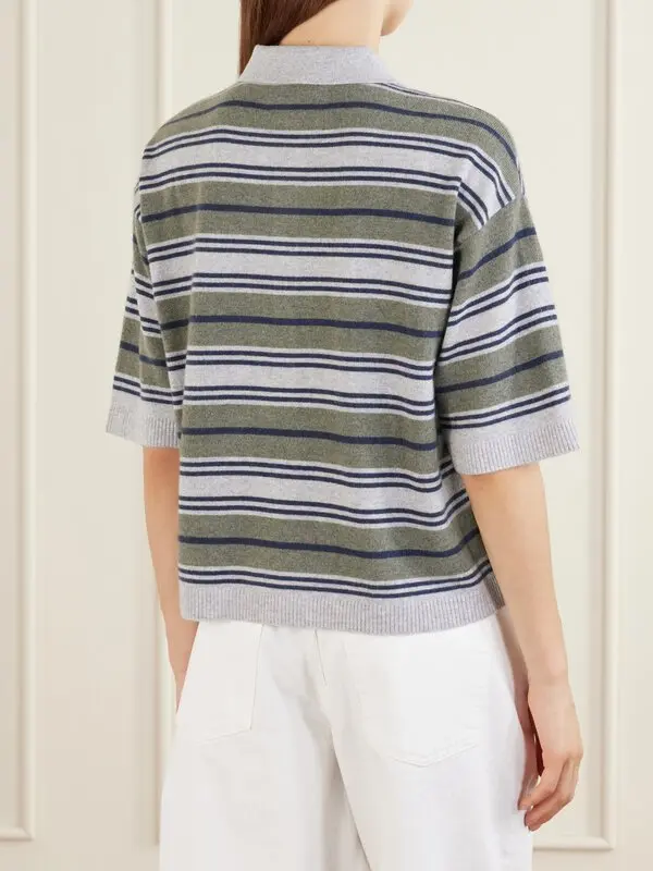 TWP Striped Cashmere Polo Sweater - Multi