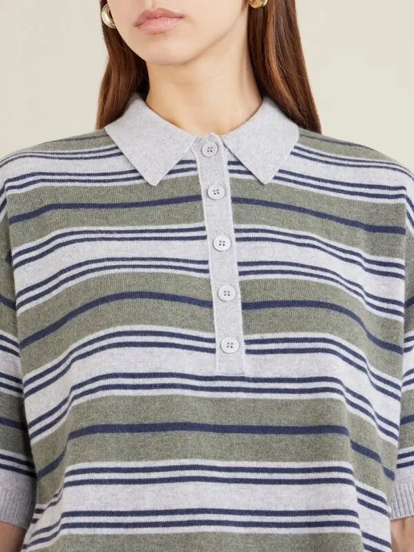 TWP Striped Cashmere Polo Sweater - Multi