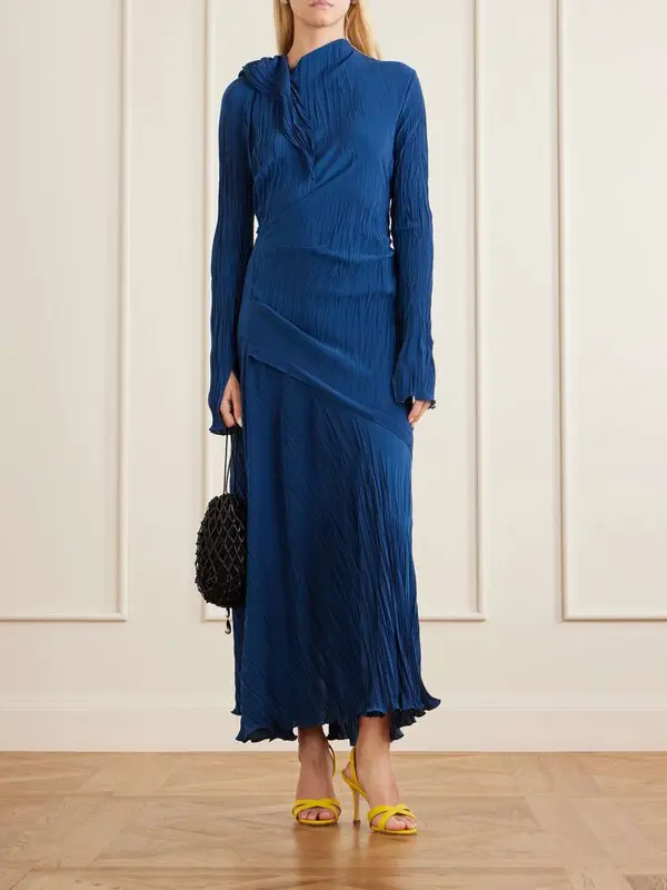 Victoria Beckham Draped Plissé-crepe Midi Dress