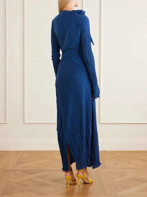 Victoria Beckham Draped Plissé-crepe Midi Dress