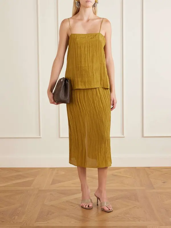 Tibi Crinkle Charmeuse Tank