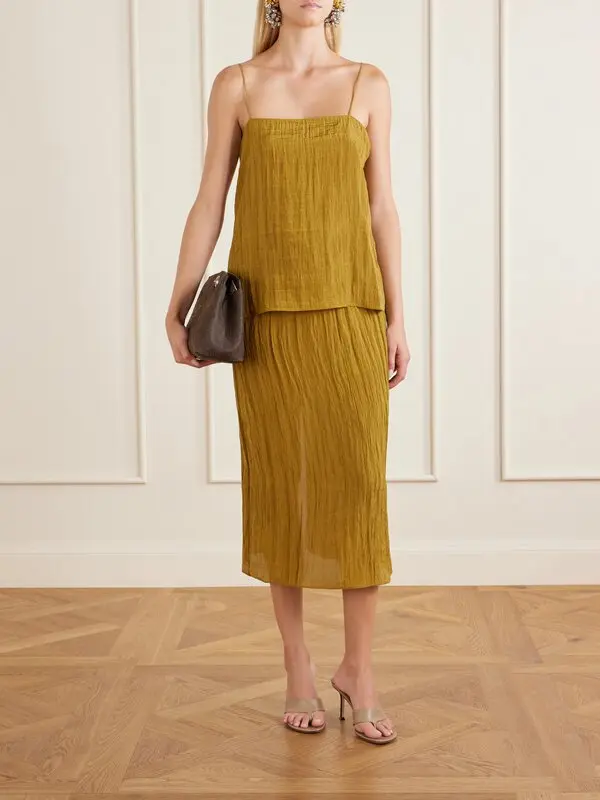 Tibi Crinkle Charmeuse Tank