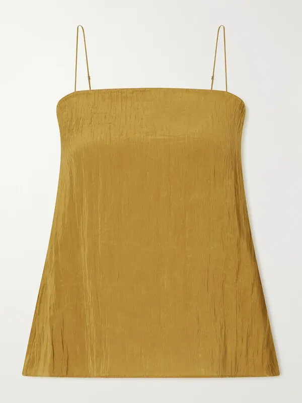 Tibi Crinkle Charmeuse Tank - Yellow