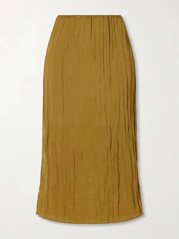 Tibi Crinkle Charmeuse Midi Skirt