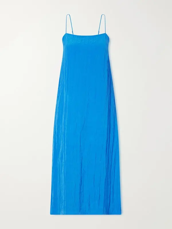 Tibi Crinkled Satin Midi Dress