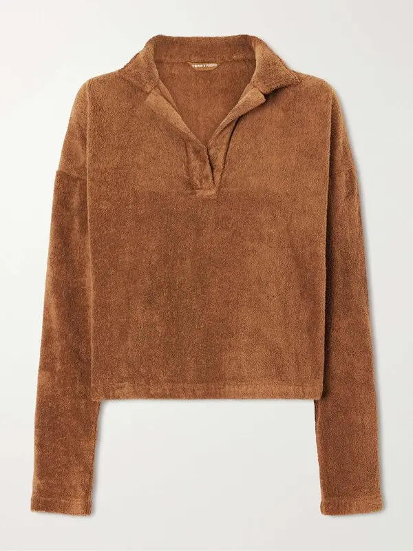 TERRY PUESTO Estate Cropped Organic Cotton-terry Sweatshirt