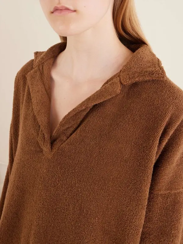 TERRY PUESTO Estate Cropped Organic Cotton-terry Sweatshirt