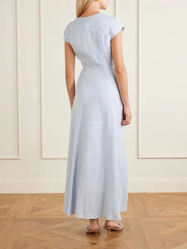 Saloni Sierra Linen Midi Dress