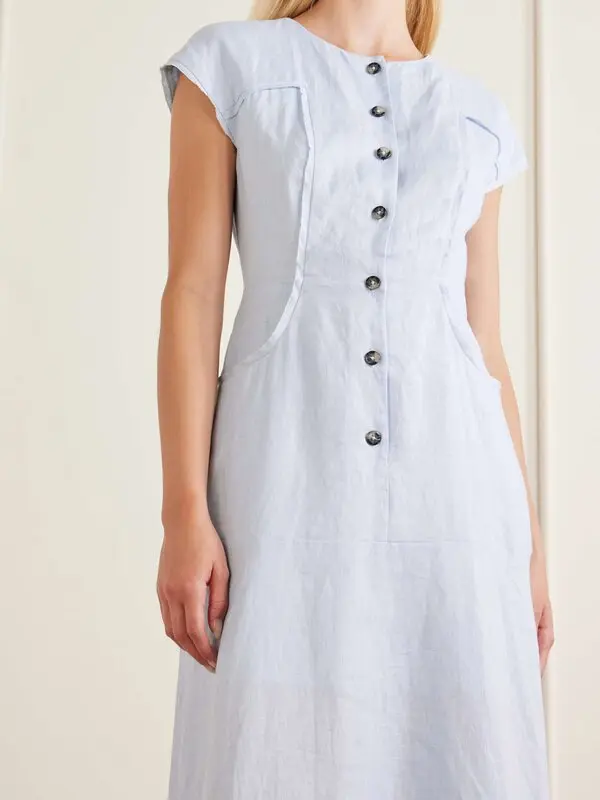 Saloni Sierra Linen Midi Dress