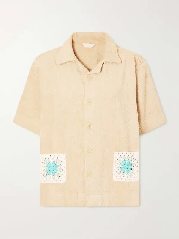 TERRY PUESTO Boxy Crochet-trimmed Organic Cotton-terry Shirt