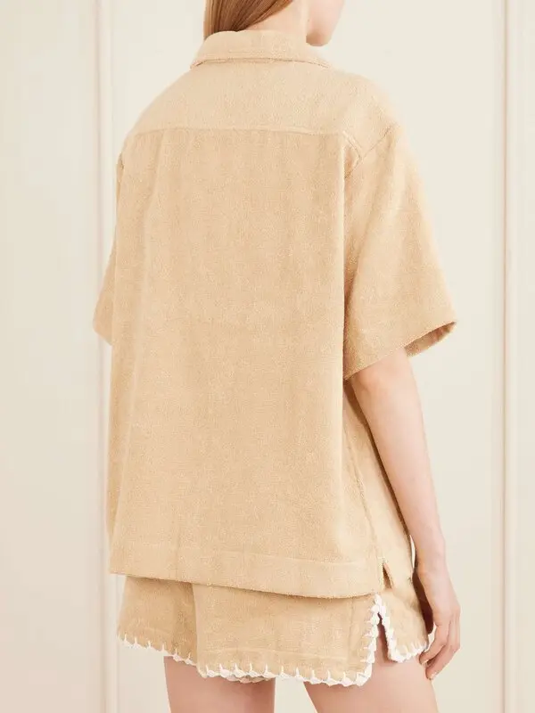 TERRY PUESTO Boxy Crochet-trimmed Organic Cotton-terry Shirt