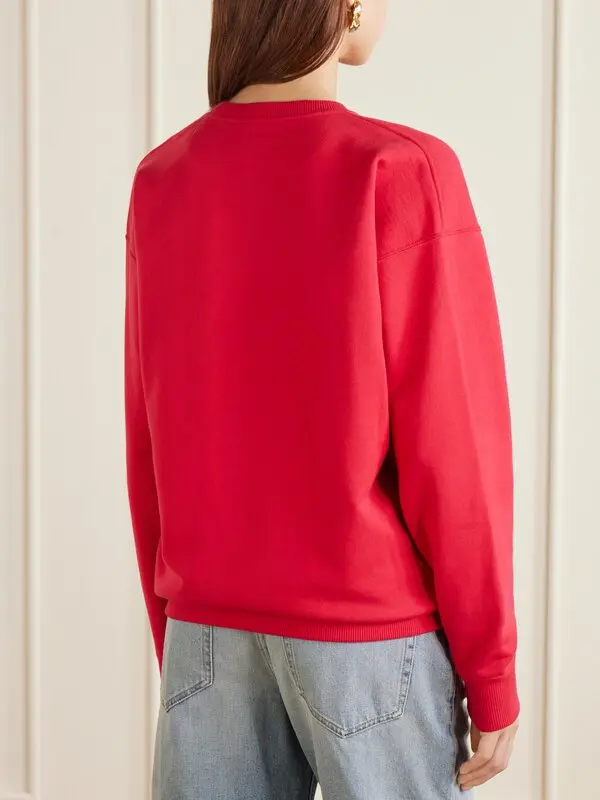 Saint Laurent Cotton Fleece Logo Embroidered Sweatshirt