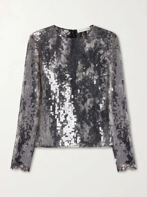 Veronica De Piante Dalia Lace And Sequins Blouse