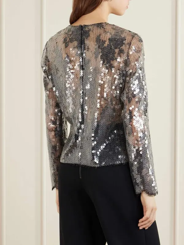 Veronica De Piante Dalia Lace And Sequins Blouse