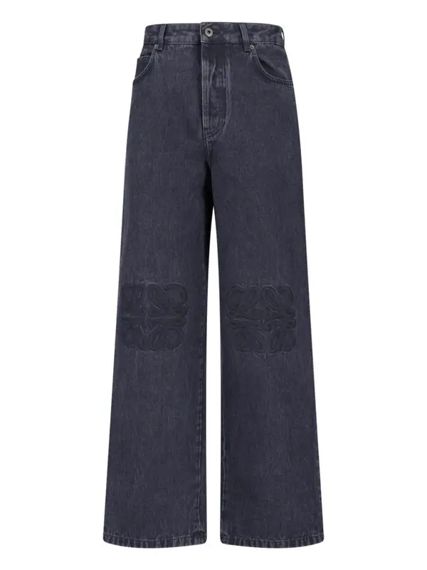 Loewe Wide Leg Anagram Jeans - Black