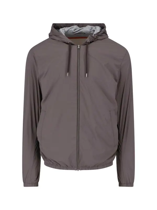 Herno Technical Fabric Hooded Jacket - Brown