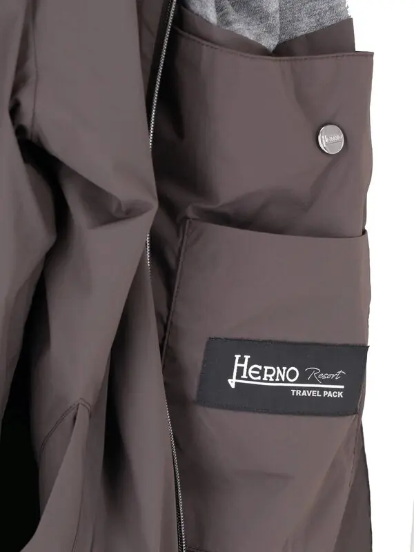 Herno Technical Fabric Hooded Jacket - Brown