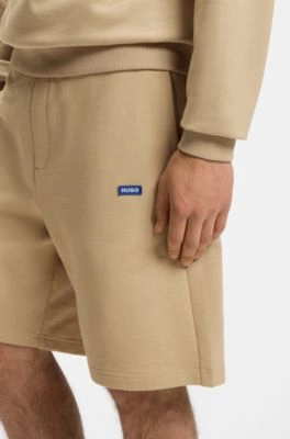 Hugo Cotton-terry Shorts With Logo Patch