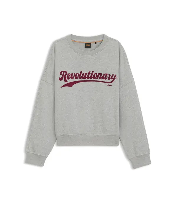 BOSS Peached Cotton Sweatshirt With Chest Artwork
