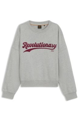 BOSS Peached Cotton Sweatshirt With Chest Artwork