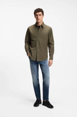 BOSS Regular-fit Tapered Stretch-cotton Jeans
