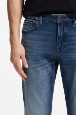BOSS Regular-fit Tapered Stretch-cotton Jeans