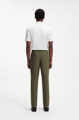 Hugo Slim-fit Wool Blend Pants With Drawcord Waist