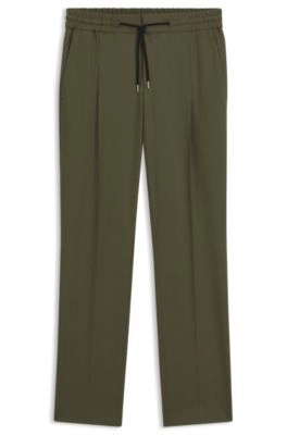 Hugo Slim-fit Wool Blend Pants With Drawcord Waist