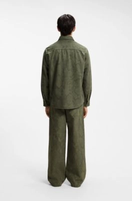 Hugo Oversized-fit Shirt In Snake-print Cotton Canvas