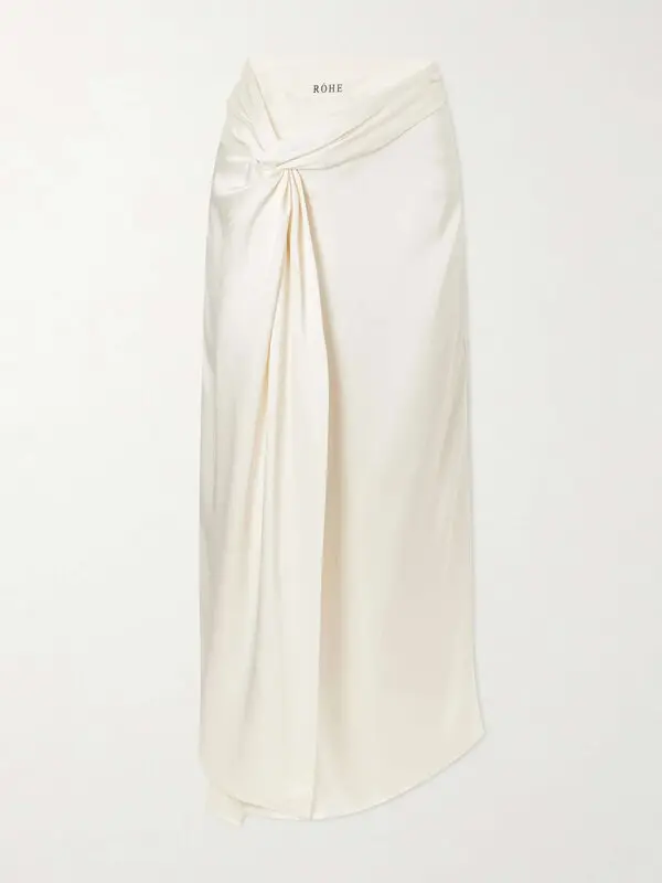 RÓHE Draped Satin Midi Wrap Skirt