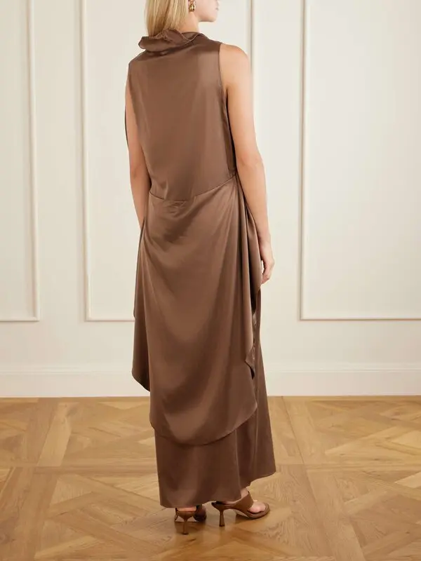 RUOHAN Ikra Cape-effect Draped Silk-habotai Maxi Dress