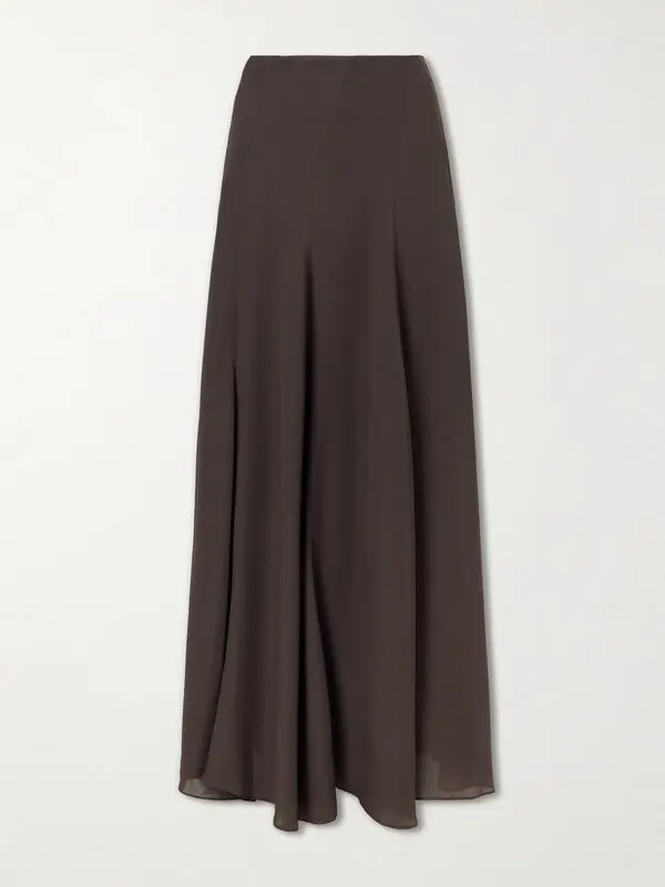 RUOHAN Aeris Pleated Silk-crepe Midi Skirt