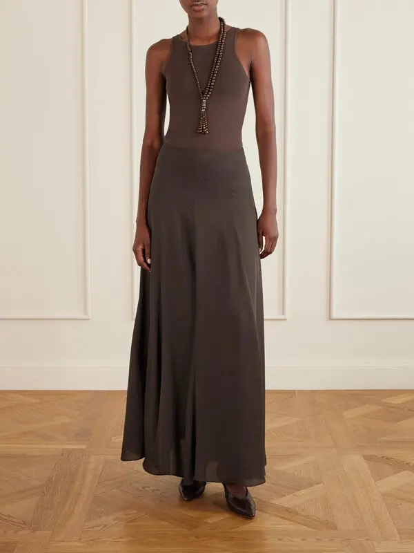 RUOHAN Aeris Pleated Silk-crepe Midi Skirt