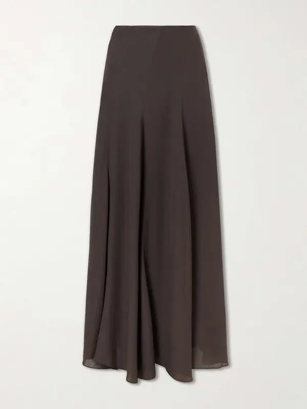 RUOHAN Aeris Pleated Silk-crepe Midi Skirt