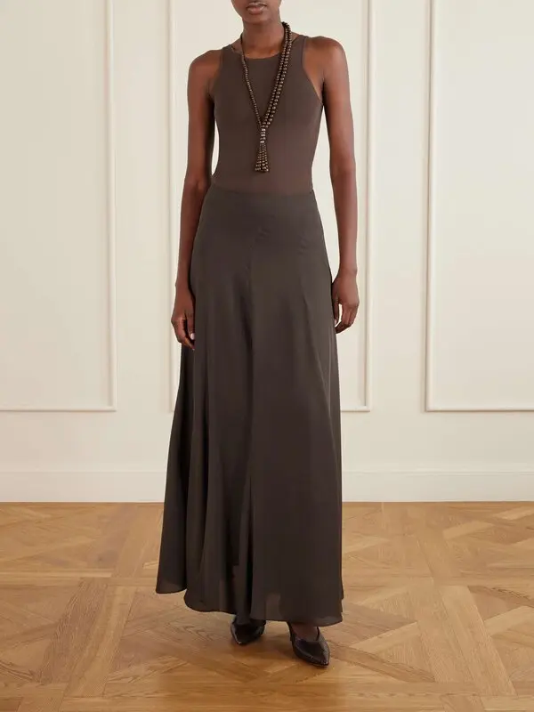 RUOHAN Aeris Pleated Silk-crepe Midi Skirt