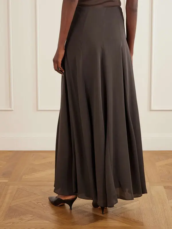 RUOHAN Aeris Pleated Silk-crepe Midi Skirt