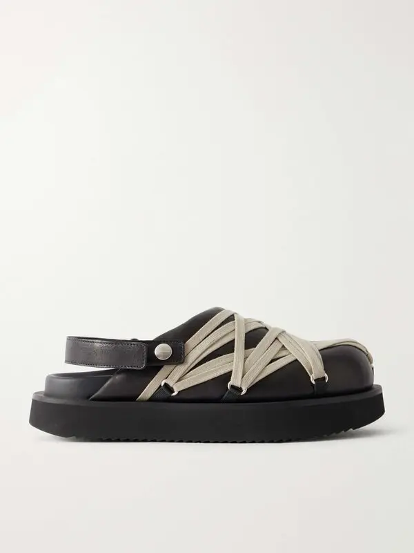 Rick Owens Megalace Platform Leather Mules - Black