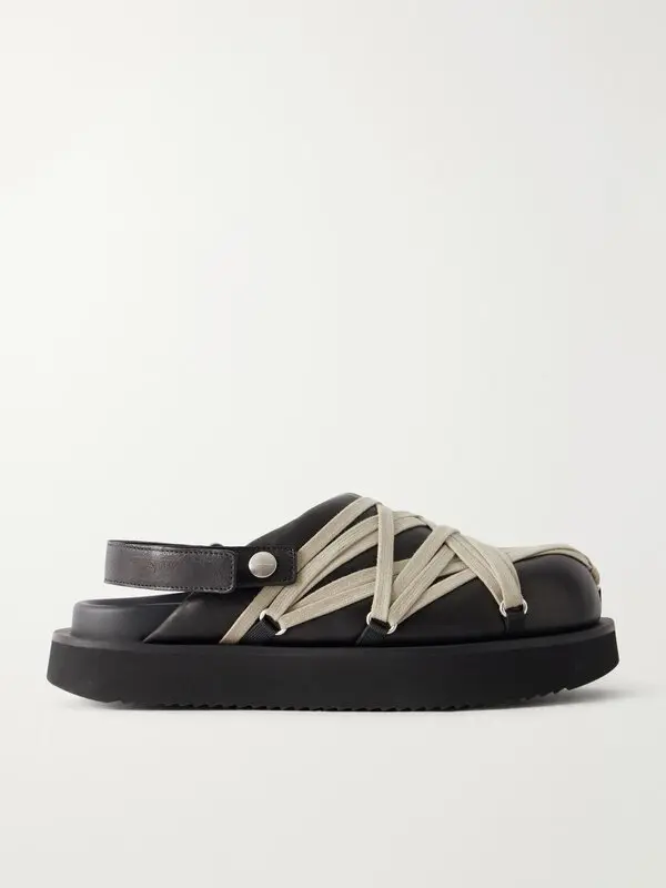Rick Owens Megalace Platform Leather Mules - Black