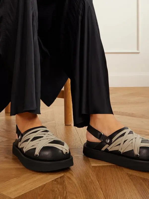Rick Owens Megalace Platform Leather Mules - Black